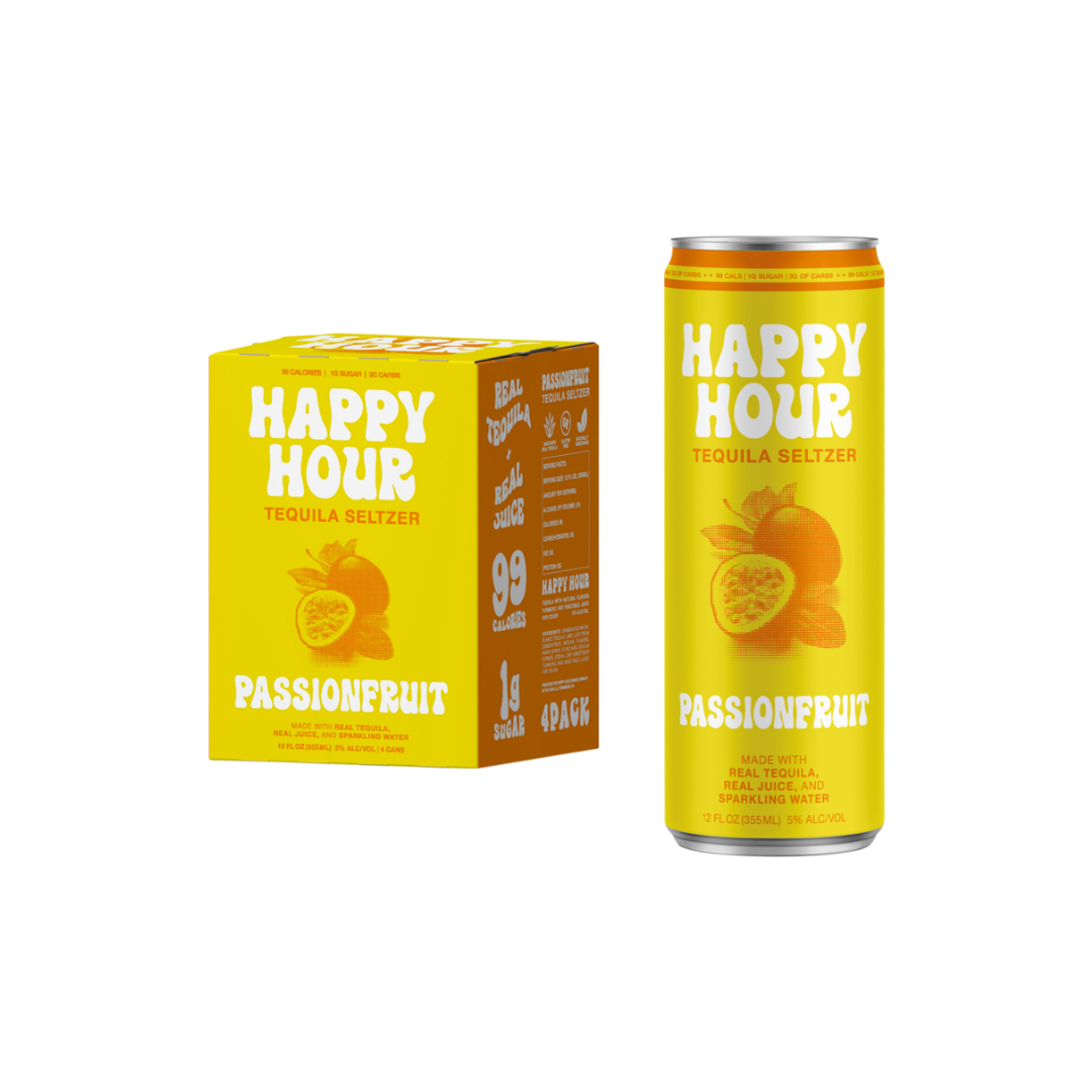Happy Hour Passionfruit Tequila Seltzer 4 Pack – Balboa's Tap House